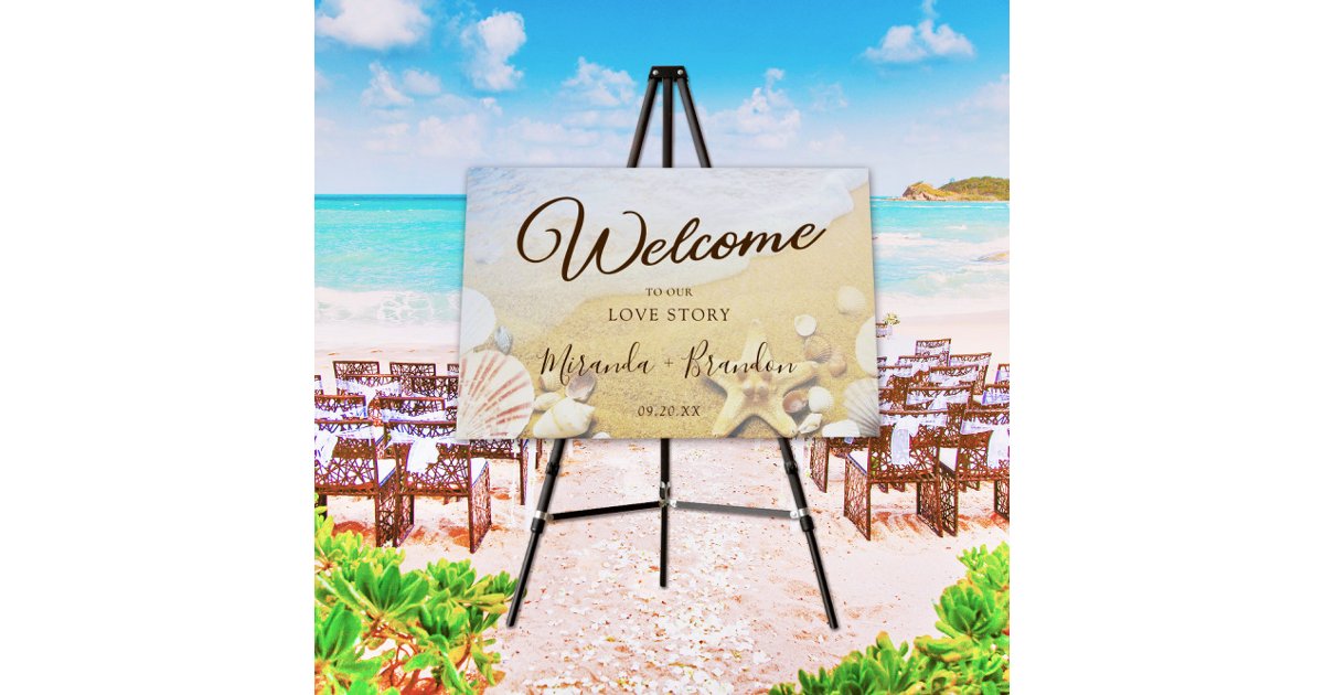 Elegant Tropical Beach Wedding Welcome Sign | Zazzle