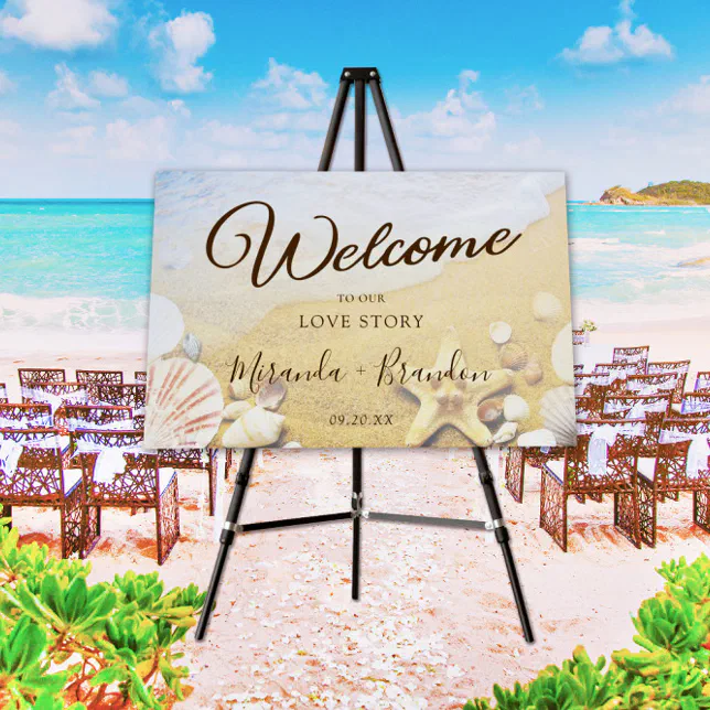 Elegant Tropical Beach Wedding Welcome Sign | Zazzle
