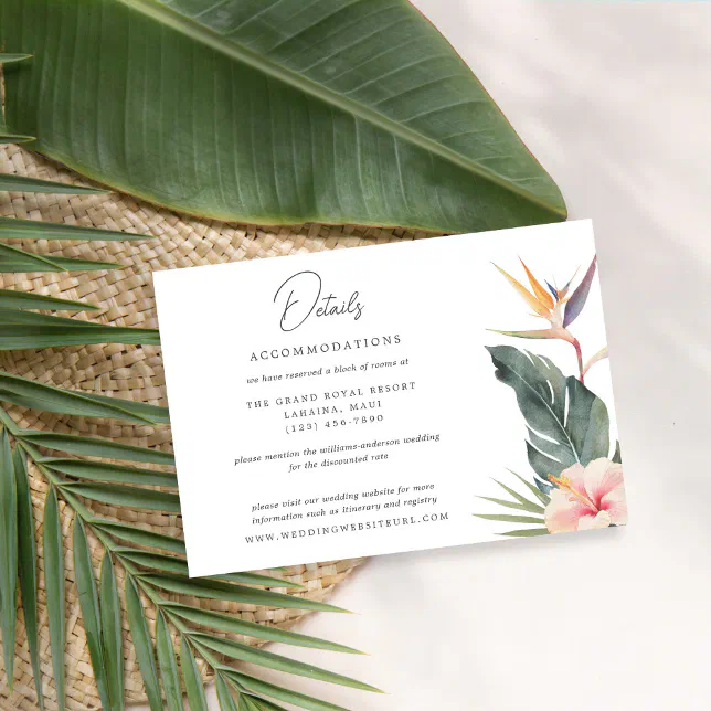 Elegant Tropical Botanical Details Enclosure Card | Zazzle