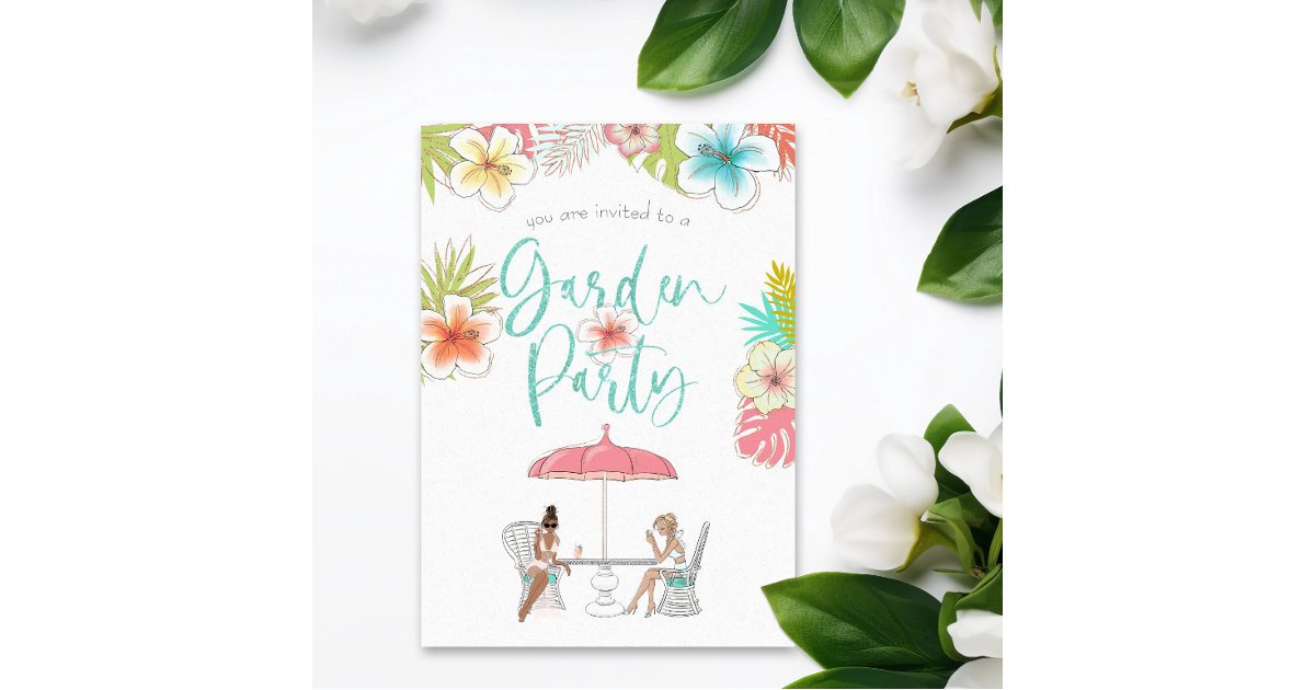 Elegant Tropical Floral Garden Party Invitation | Zazzle