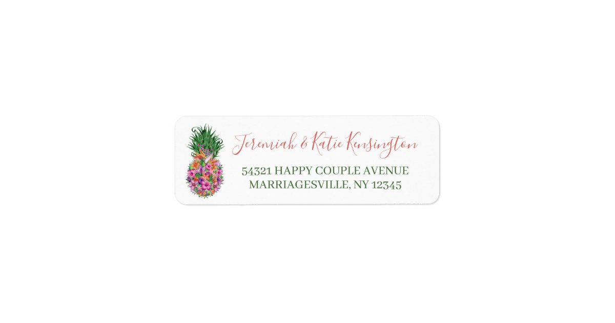 Elegant Tropical Floral Pineapple Label | Zazzle
