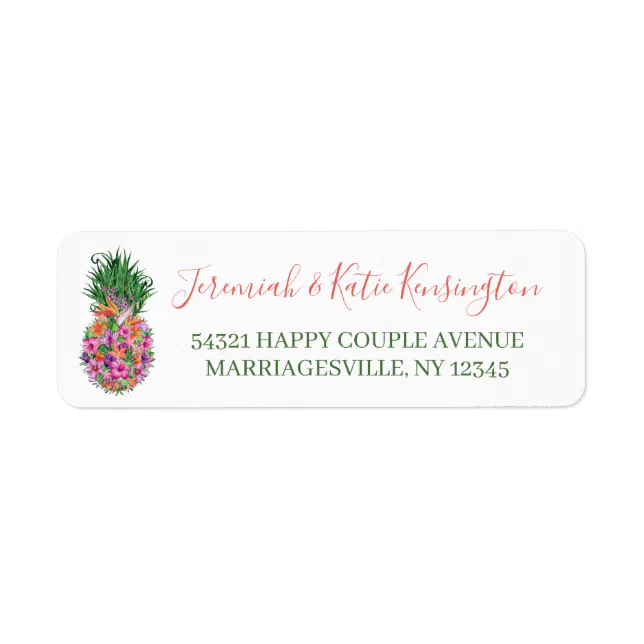 Elegant Tropical Floral Pineapple Label | Zazzle