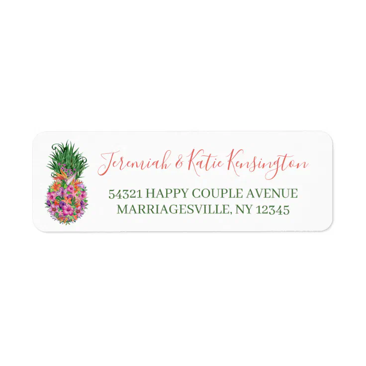 Elegant Tropical Floral Pineapple Label | Zazzle
