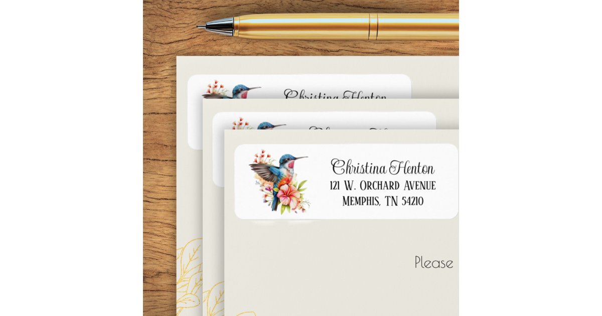 Elegant Tropical Flower Hummingbird Return Address Label | Zazzle