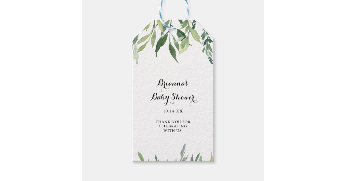 Elegant Tropical Green Foliage Baby Shower Gift Tags | Zazzle Elegant Tropical Green Foliage Baby Shower Gift Tags | Zazzle
