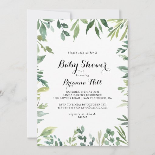 Elegant Tropical Green Foliage Baby Shower Invitation | Zazzle Elegant Tropical Green Foliage Baby Shower Invitation | Zazzle