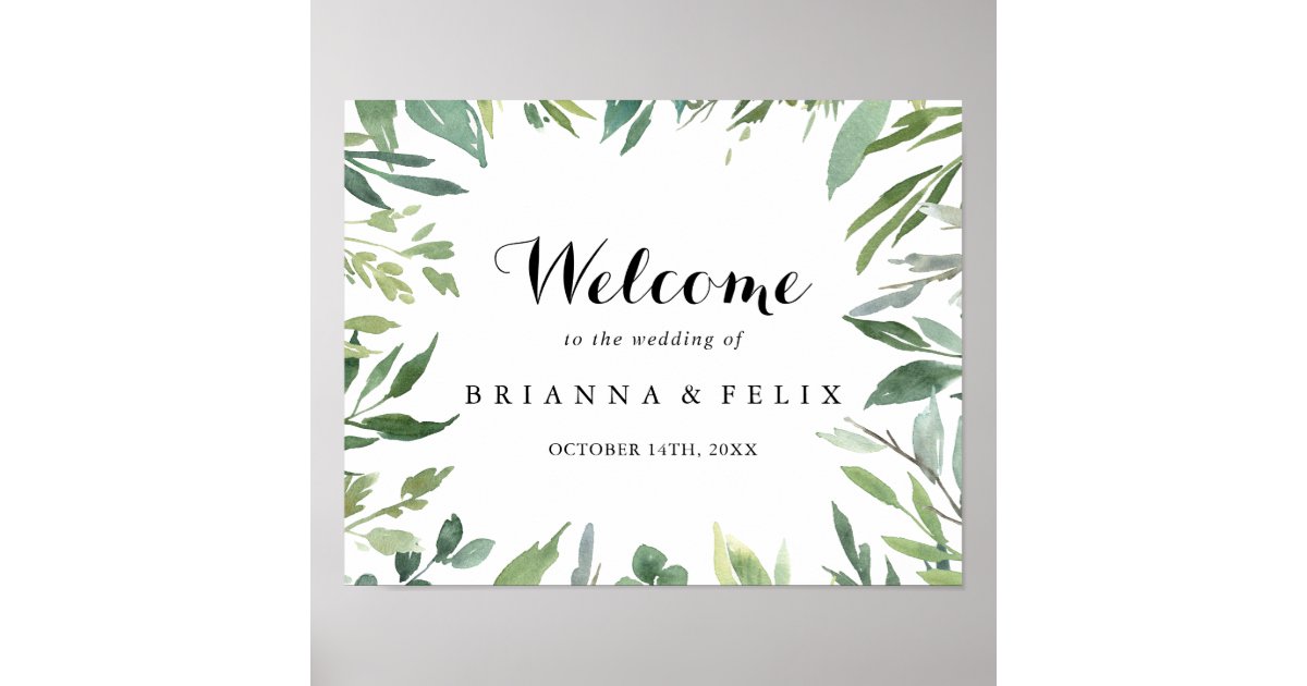 Elegant Tropical Green Wedding Welcome Sign | Zazzle