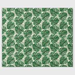 Elegant Tropical Greenery Green Monstera Leaf Wrapping Paper | Zazzle