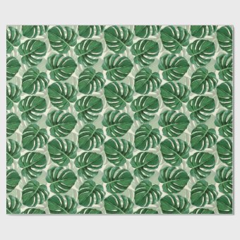 Elegant Tropical Greenery Green Monstera Leaf Wrapping Paper | Zazzle