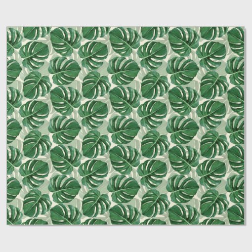 Elegant Tropical Greenery Green Monstera Leaf Wrapping Paper | Zazzle