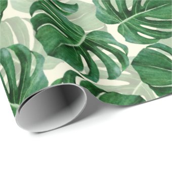 Elegant Tropical Greenery Green Monstera Leaf Wrapping Paper | Zazzle