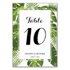 Tropical green leaves wedding wedding table number | Zazzle.com