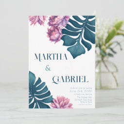 Elegant Tropical Summer Monstera Floral Wedding Invitation | Zazzle