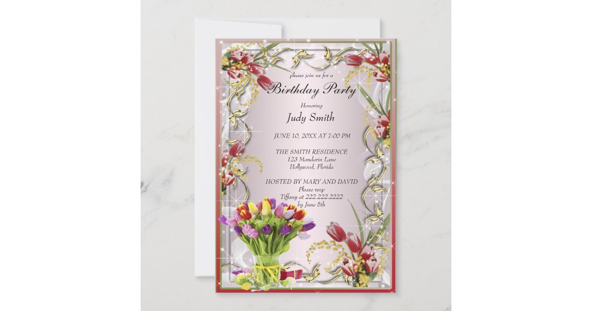 Elegant Tulip Birthday Invitation | Zazzle