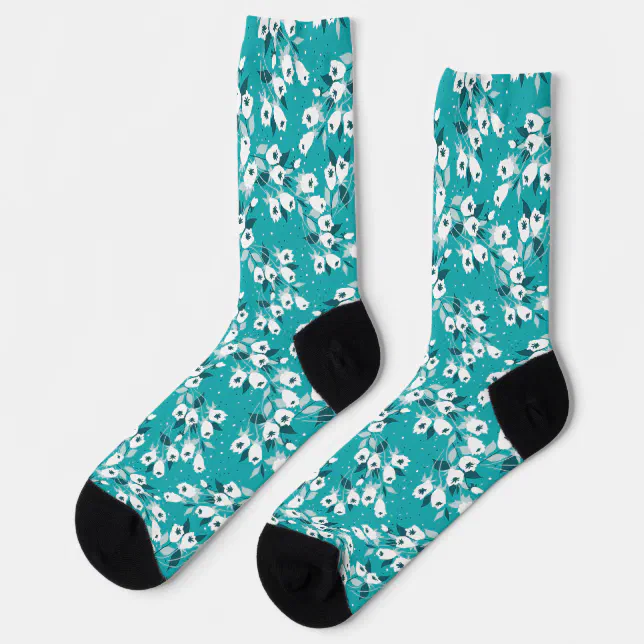 Elegant Tulip Flower Pattern Botanical Art Design Socks | Zazzle