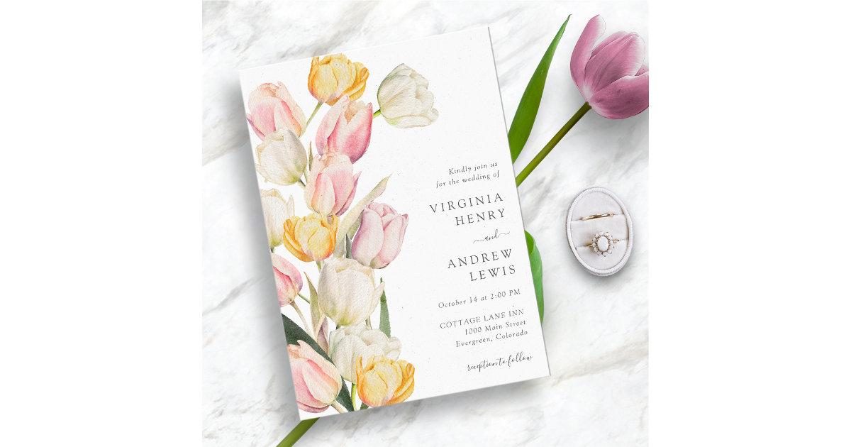Elegant Tulip Wedding Invitation | Zazzle
