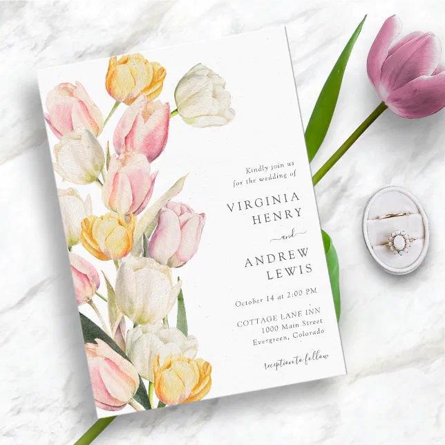 Elegant Tulip Wedding Invitation | Zazzle