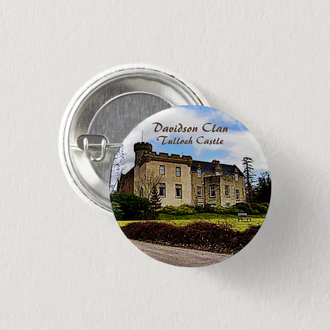 Elegant Tulloch Castle – Scottish Davidson Clan Button | Zazzle
