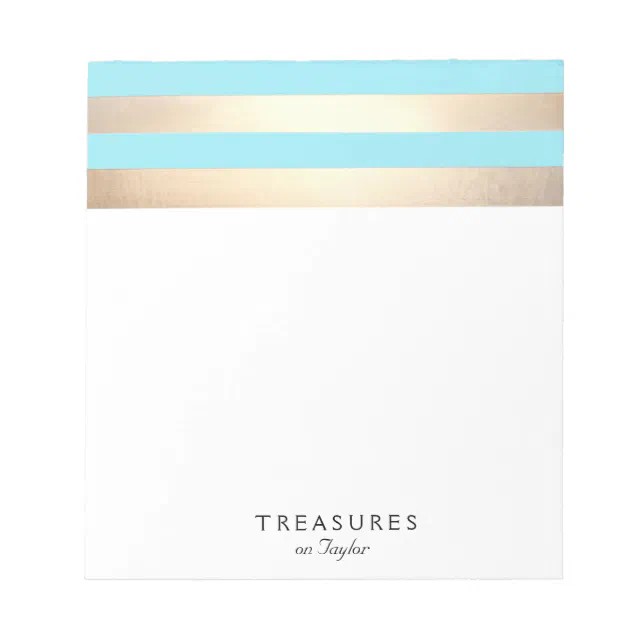 Elegant Turquoise Blue and Gold Stripes Notepad | Zazzle