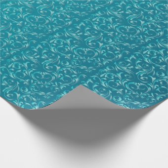 Elegant Turquoise Blue Damask Design Wrapping Paper | Zazzle