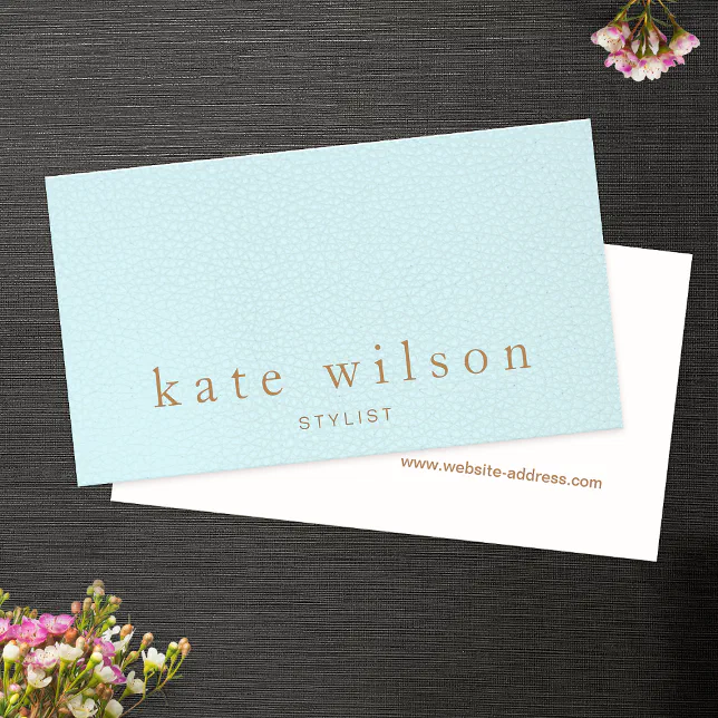 Elegant Turquoise Blue Leather Professional Business Card | Zazzle