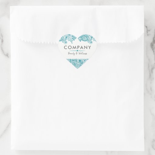 Elegant Turquoise-blue Paisley Lace Heart Sticker | Zazzle