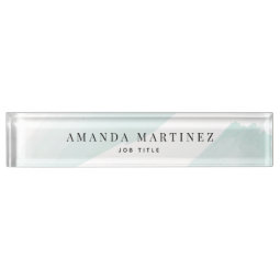 Elegant Turquoise Blue Watercolor Desk Name Plate | Zazzle