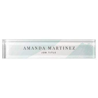 Elegant Turquoise Blue Watercolor Desk Name Plate | Zazzle