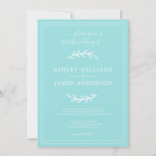 Elegant Turquoise Blue Wedding invitation | Zazzle.com