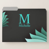 Elegant Turquoise Floral Personalized Monogram File Folder | Zazzle