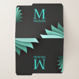 Elegant Turquoise Floral Personalized Monogram File Folder | Zazzle