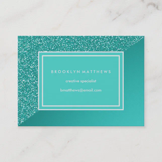 Elegant Turquoise Glitter Look Business Card | Zazzle
