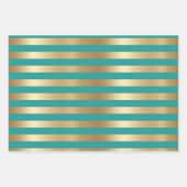 Elegant Turquoise Gold Stripes Glitter Gift Wrapping Paper Sheets | Zazzle