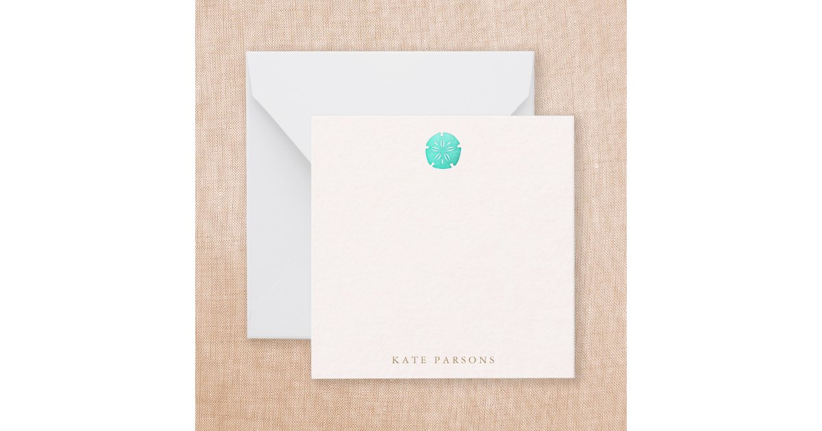 Elegant Turquoise Sand Dollar Note Card | Zazzle