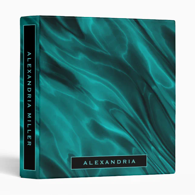 Elegant Turquoise Satin Print | Personalized 3 Ring Binder | Zazzle
