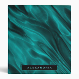 Elegant Turquoise Satin Print | Personalized 3 Ring Binder | Zazzle