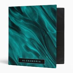 Elegant Turquoise Satin Print | Personalized 3 Ring Binder | Zazzle