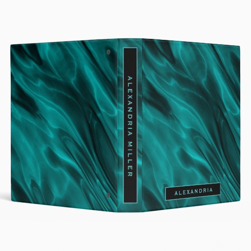 Elegant Turquoise Satin Print | Personalized 3 Ring Binder | Zazzle