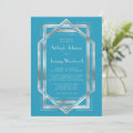 Elegant Turquoise Silver Vintage Deco Wedding Invitation | Zazzle