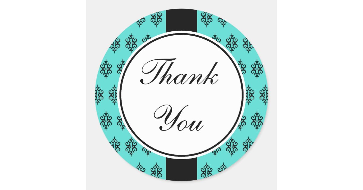 Elegant Turquoise Thank You Stickers | Zazzle