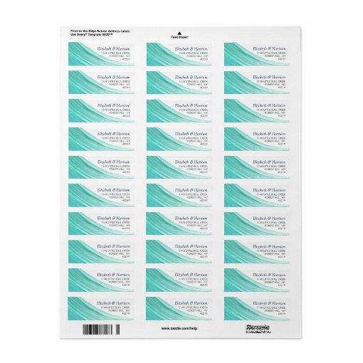 Elegant Turquoise Tides Beach Wedding Label | Zazzle