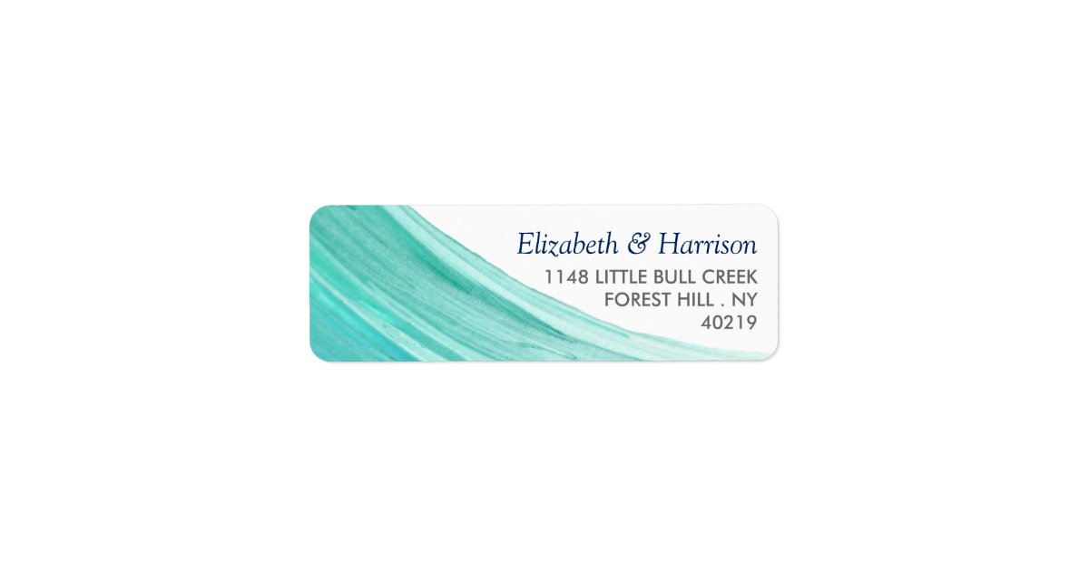 Elegant Turquoise Tides Beach Wedding Label | Zazzle