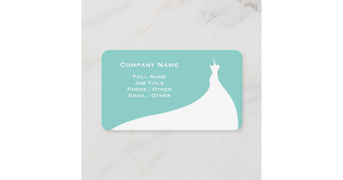 Elegant Turquoise Wedding Dress Business Card | Zazzle