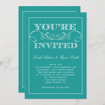 Elegant Turquoise Wedding Invitation | Zazzle