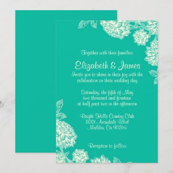 Elegant Turquoise Wedding Invitations | Zazzle