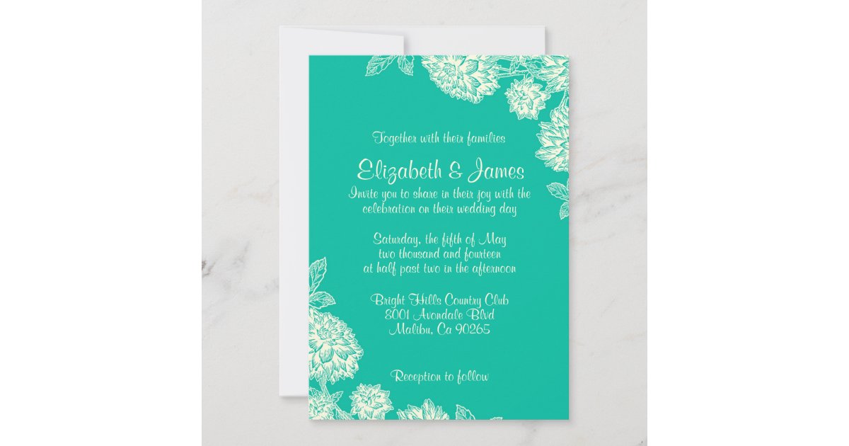 Elegant Turquoise Wedding Invitations | Zazzle