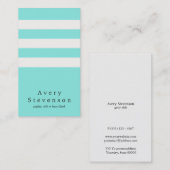 Elegant Turquoise & White Striped Vertical Chic Business Card | Zazzle