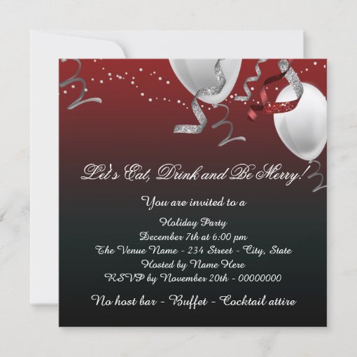 Elegant Tuxedo and Red Dress Holiday Party Invitation | Zazzle