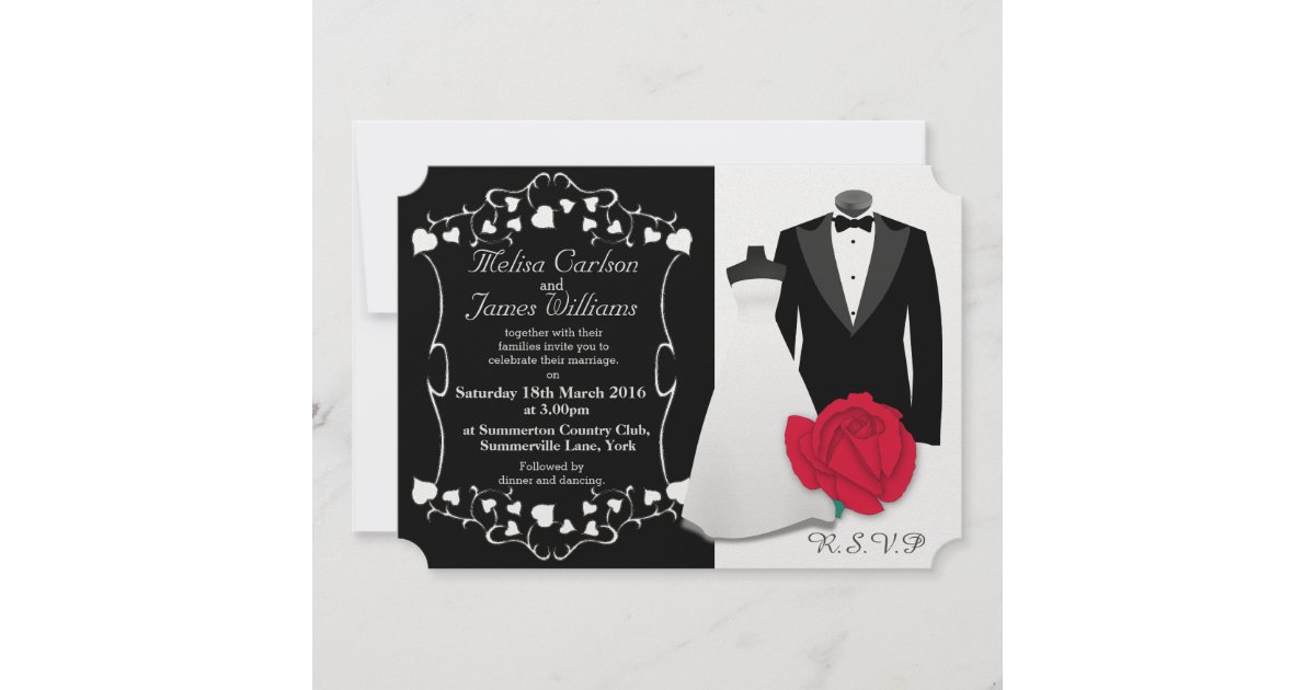 Elegant Tuxedo and Wedding Dress Invitation | Zazzle