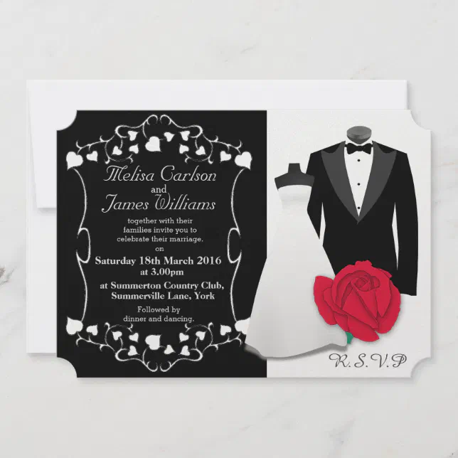 Elegant Tuxedo and Wedding Dress Invitation | Zazzle